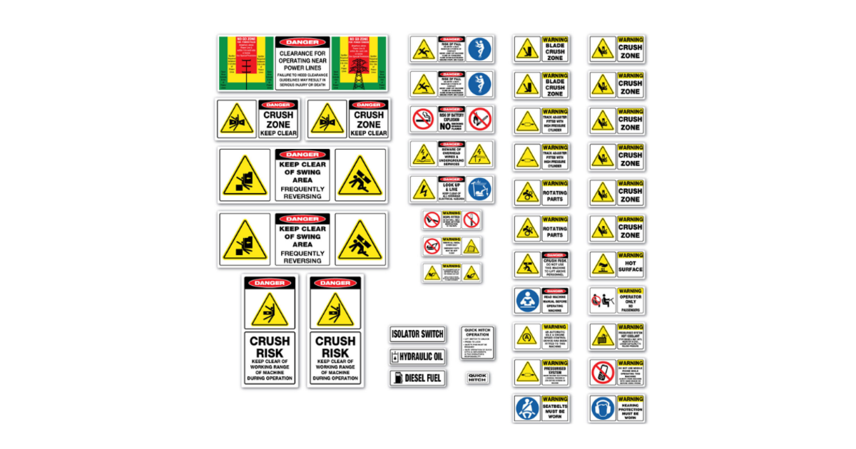 Machinery Safety Stickers | Retail & Business Supplies | Mini Excavator ...